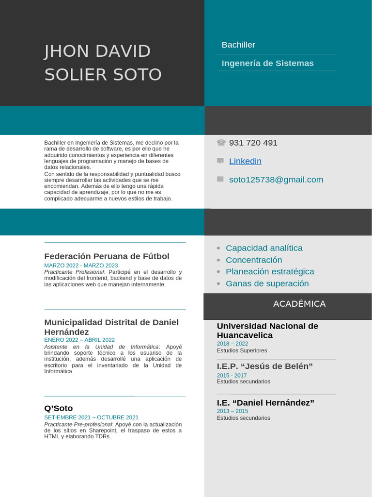 CV2024 Jhonsolier | PDF
