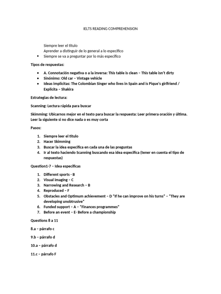 Ielts Reading Comprehension | PDF