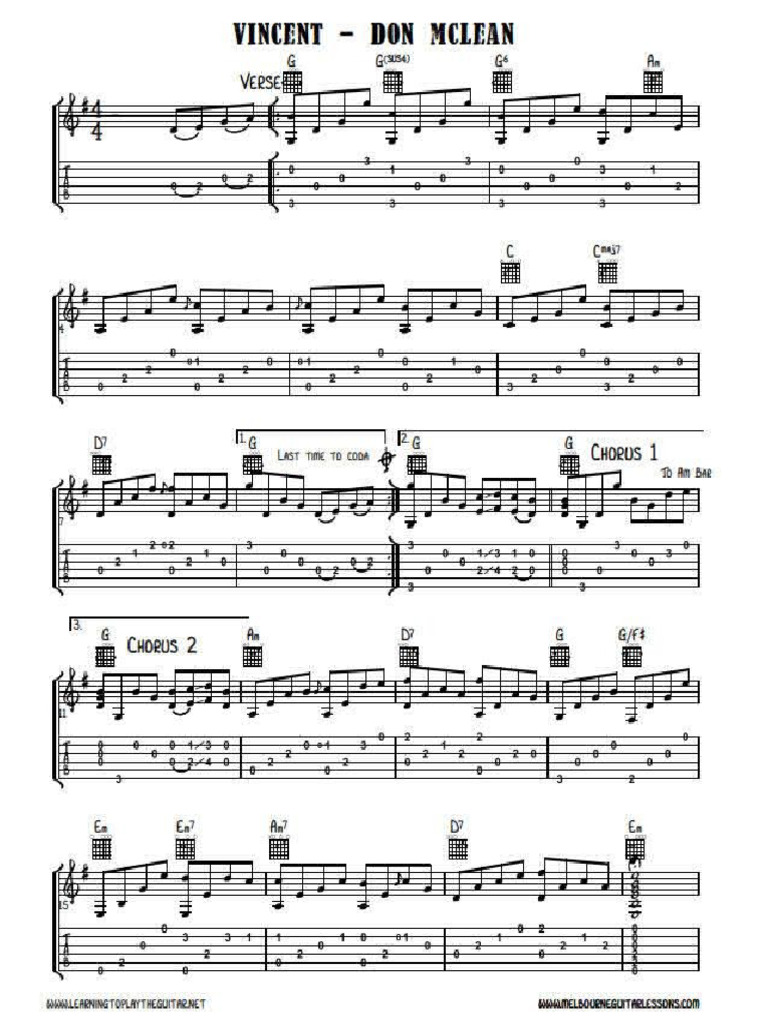 Vincent Sheet Music | PDF