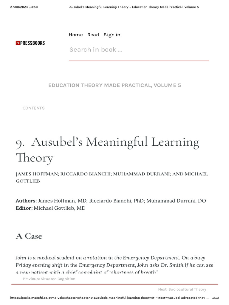 Ausubel's Meaningful Learning Theory - Education Theory Made Practical ...