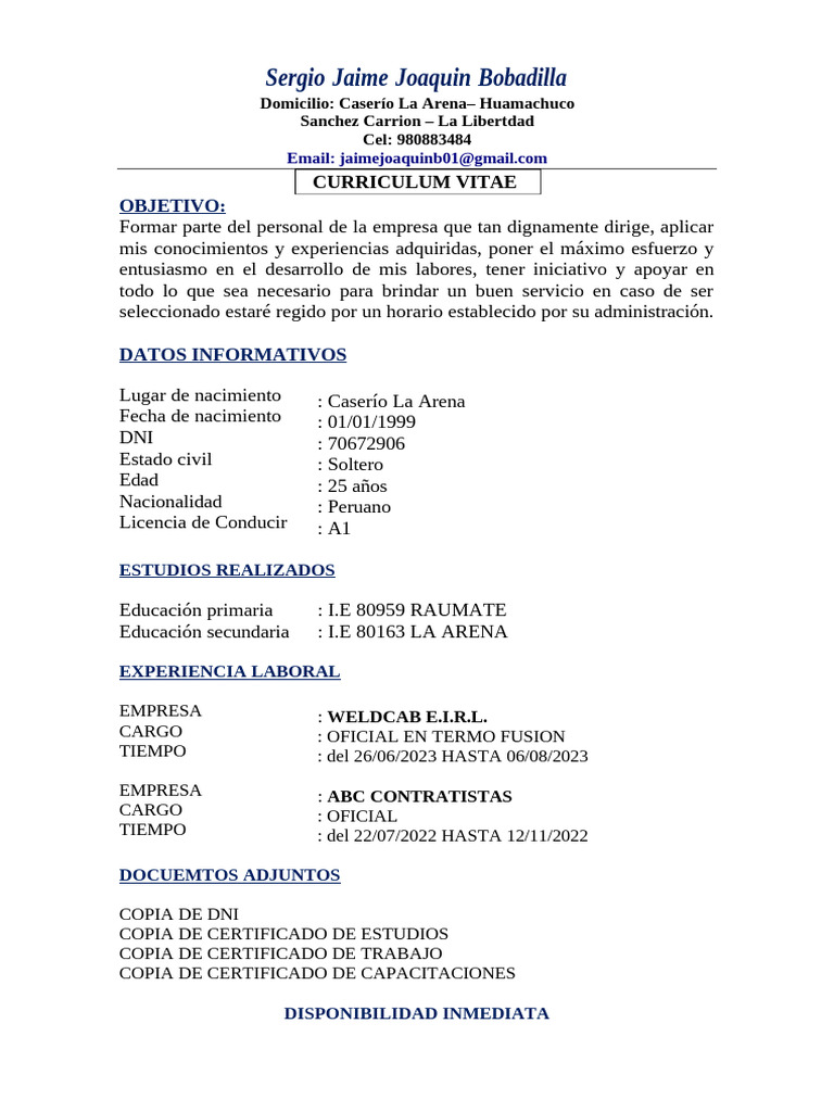 CV - Jaime Joaquin | PDF