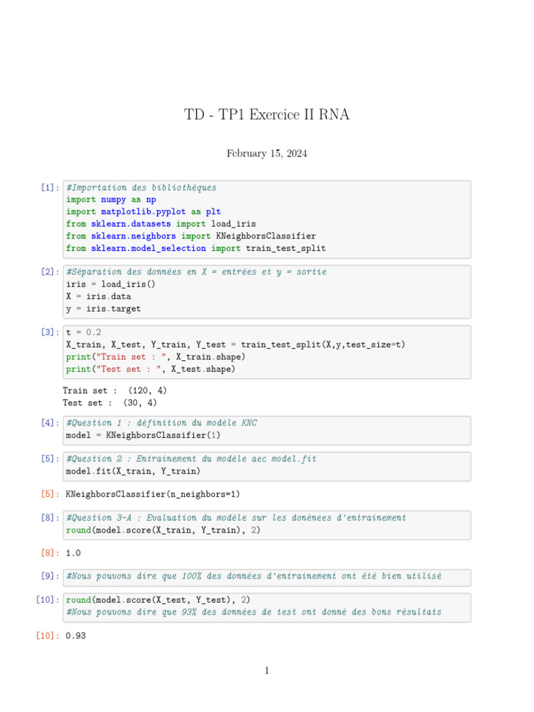 TD - TP1 Exercice II RNA | PDF