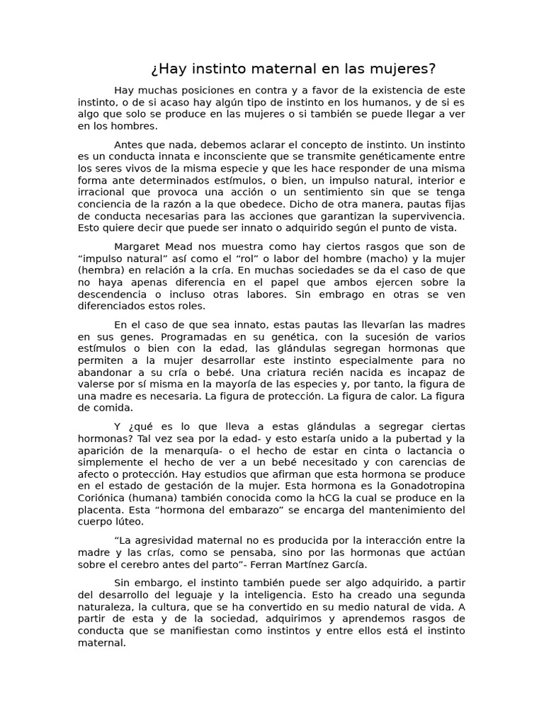 Hay Instinto Maternal en Las Mujeres | PDF