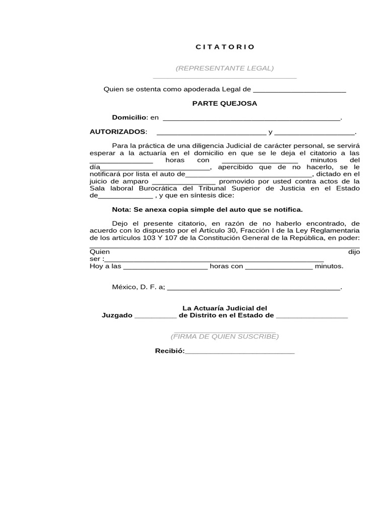 Citatorio: (Representante Legal) | PDF