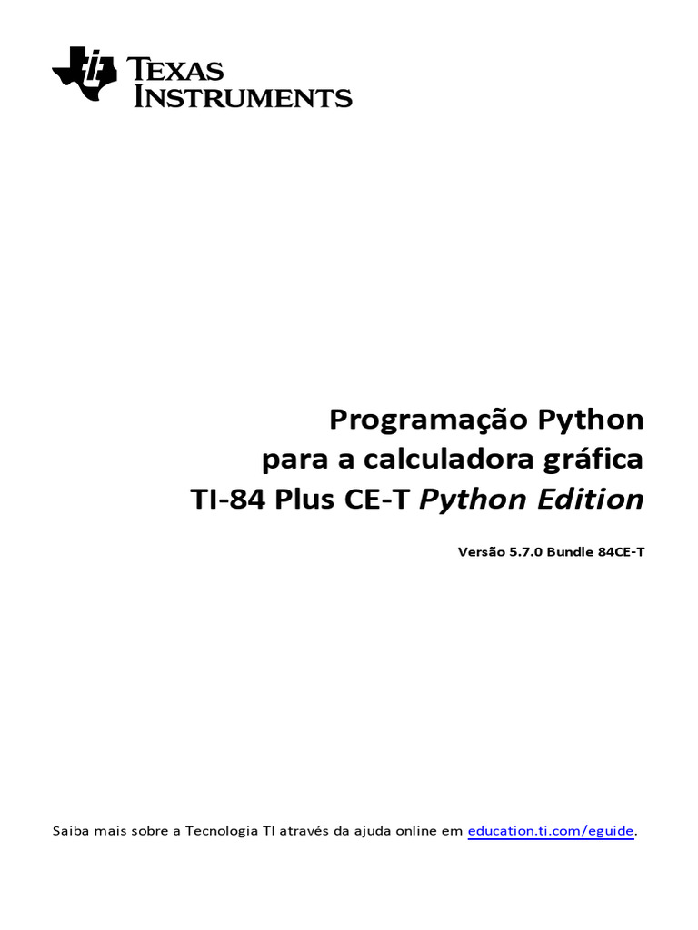 Programação Python para A Calculadora Gráfica TI-84 Plus CE-T | PDF