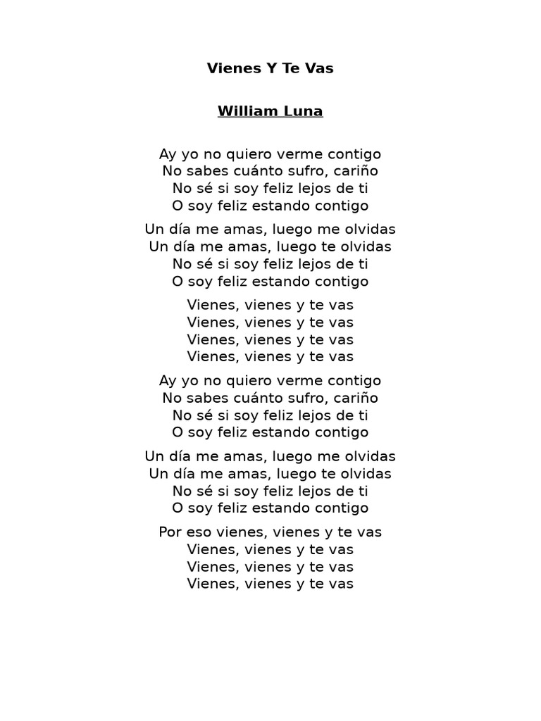 Vienes Y Te Vas | PDF
