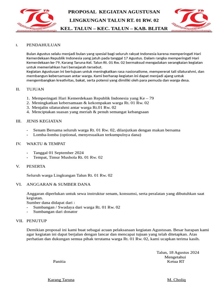 Proposal Kegiatan Agustusan | PDF