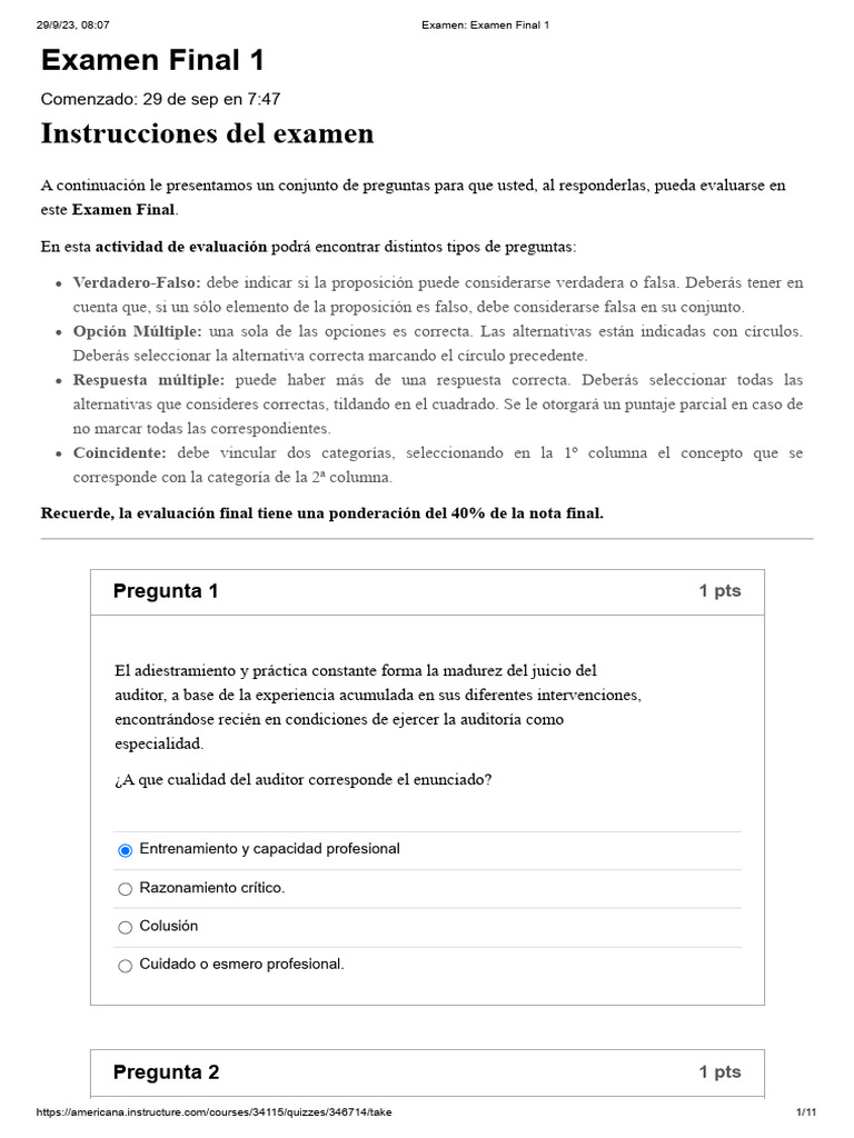 Examen - Examen Final 1 | PDF