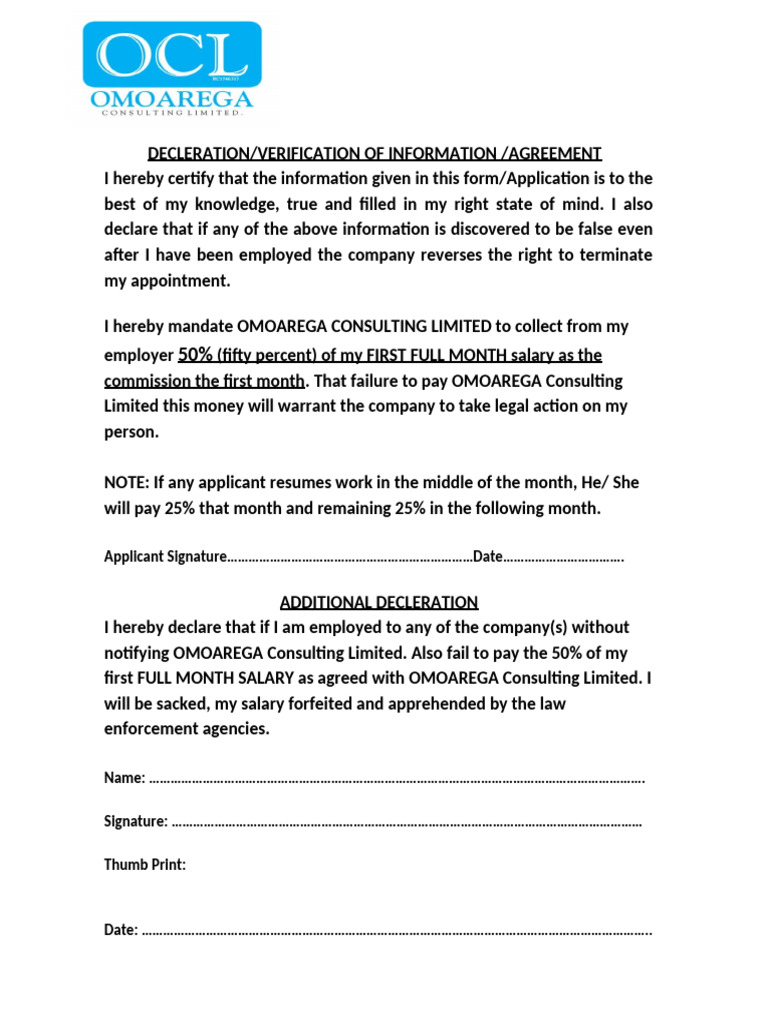 Decleration Form | PDF