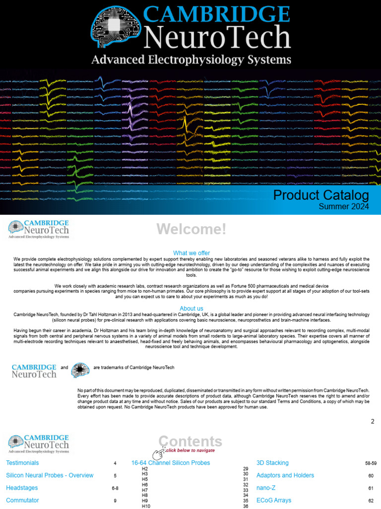 Cambridge NeuroTech Product Catalog | PDF