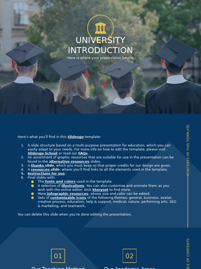 University Introduction XL by Slidesgo | PDF
