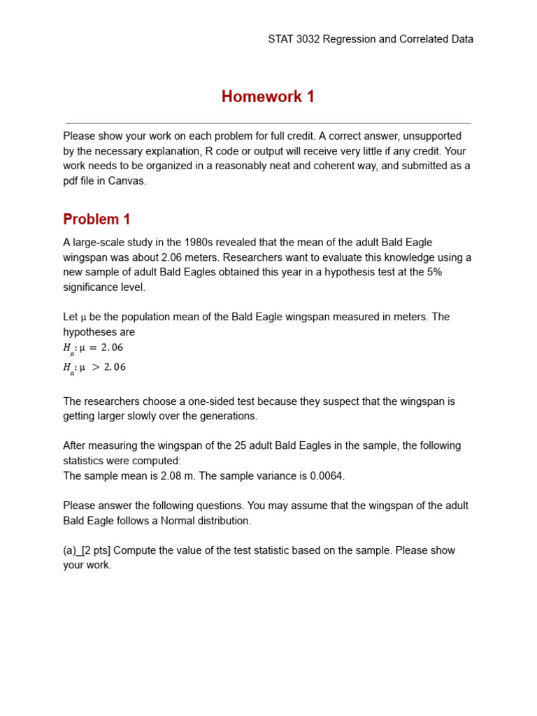 STAT3032 - HW1 - F2024 (Shared) | PDF