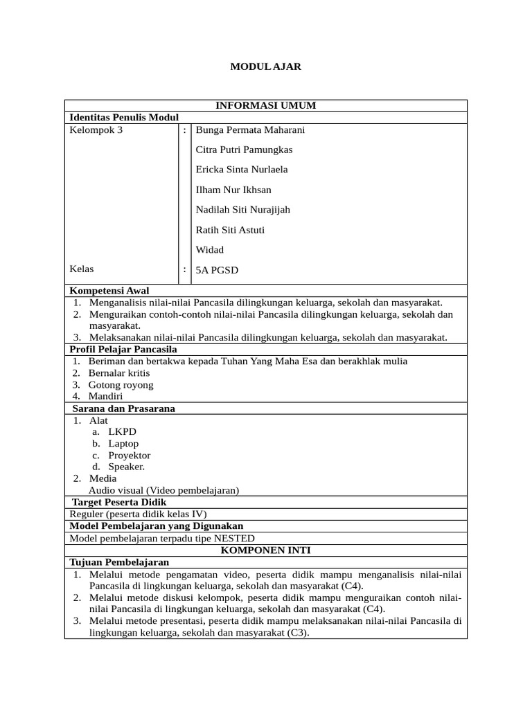 Modul Ajar Kel 3 | PDF