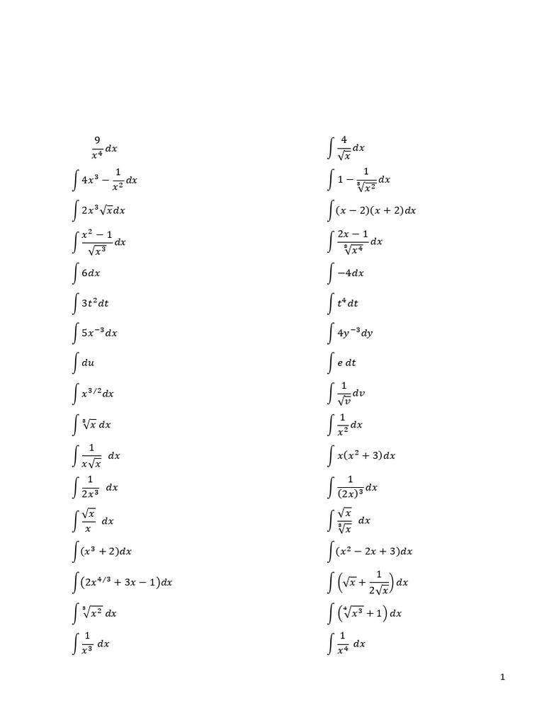Lista de Exercícios Integral - Regras | PDF