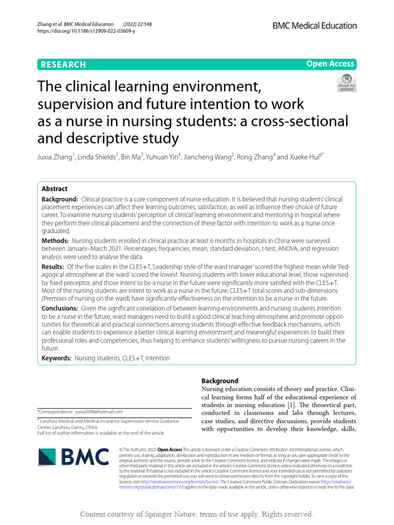The Clinical Learning Environment Supervision and | PDF
