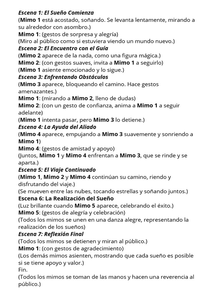 Mimo 1 Mimo 1: Escena 1: El Sueño Comienza | PDF