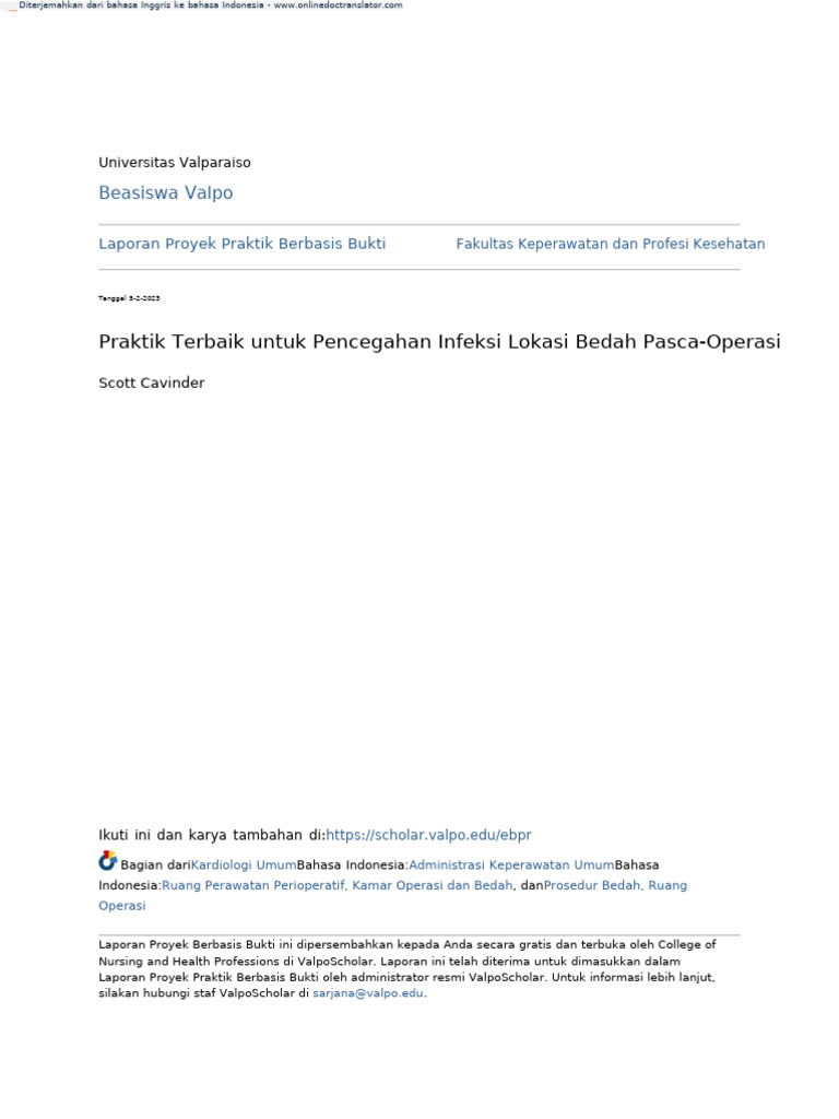 Best Practice For Post-Operative Surgical Site Infection Preven | PDF