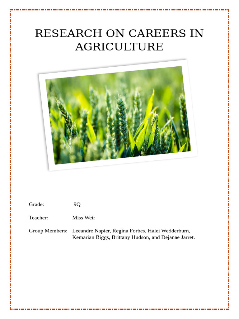 Research On Careers in Agriculture | PDF