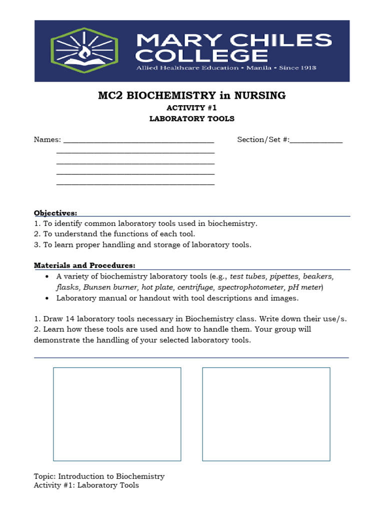 BioChem Activity Sheet LabTools | PDF