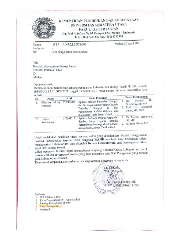Surat Ijin Lab Bagus | PDF