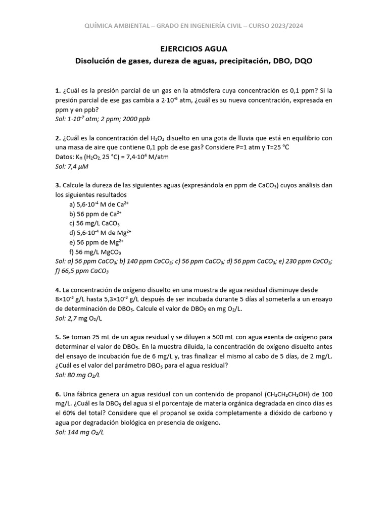 Ejercicios_Agua_2023-24 (1) | PDF