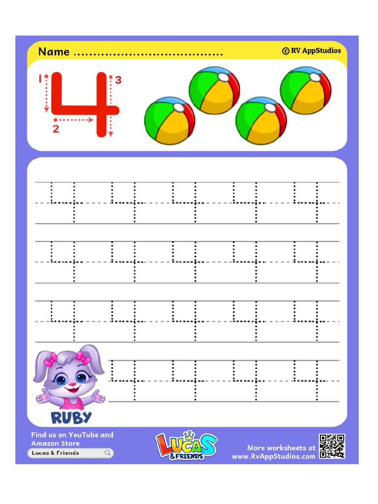 376-free-printable-worksheets-for-kids-number-4-tracing-worksheets-bw | PDF