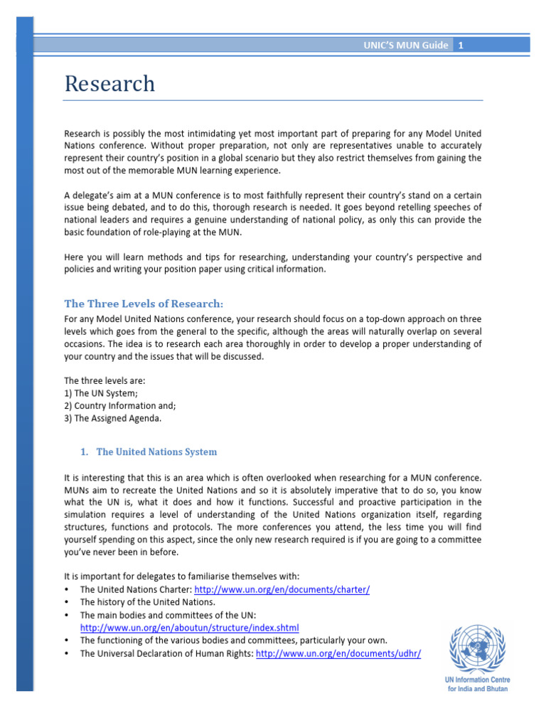 UNIC Guide How To Research BMEMUN | PDF