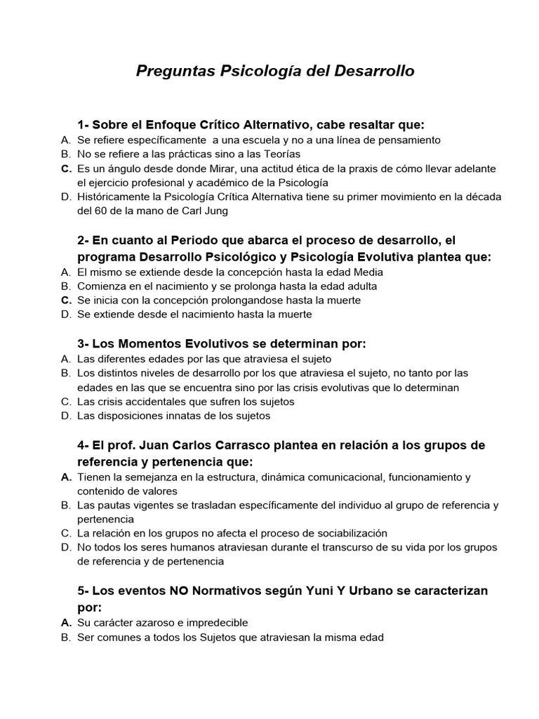 Respuestas Psicología Del Desarrollo2 | PDF