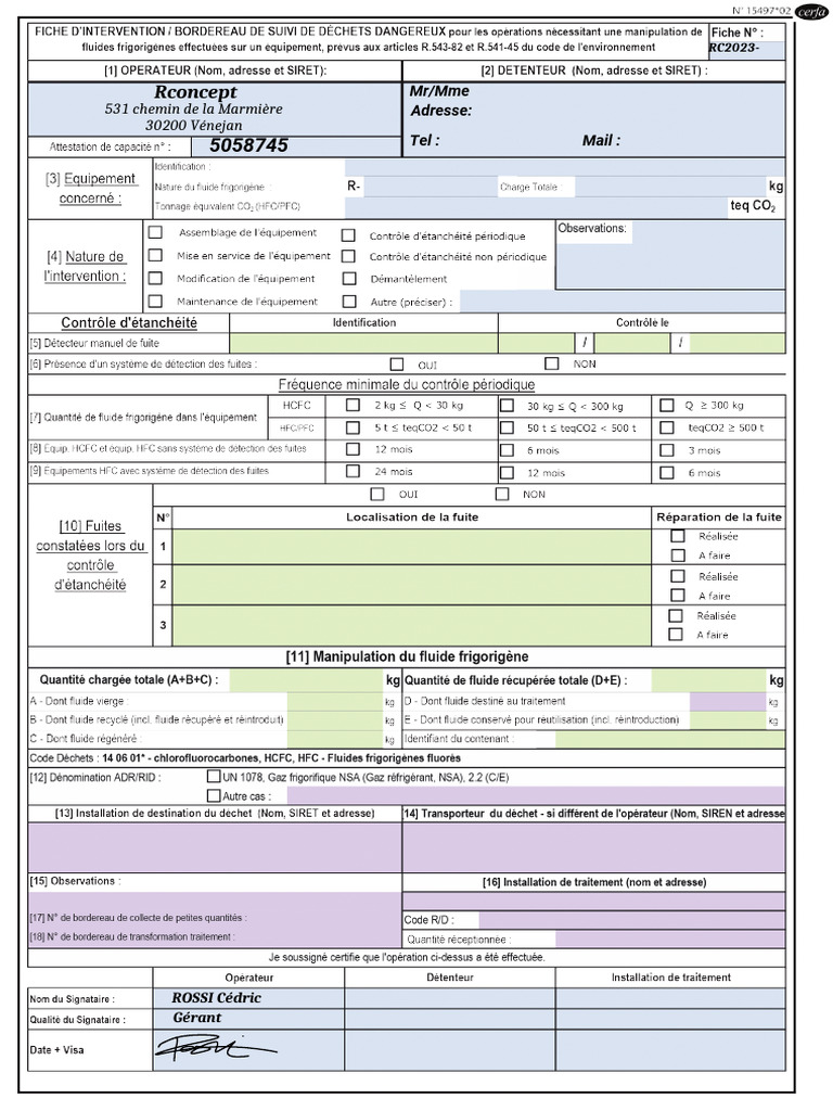 Cerfa Inter Frigo-Prerempli | PDF