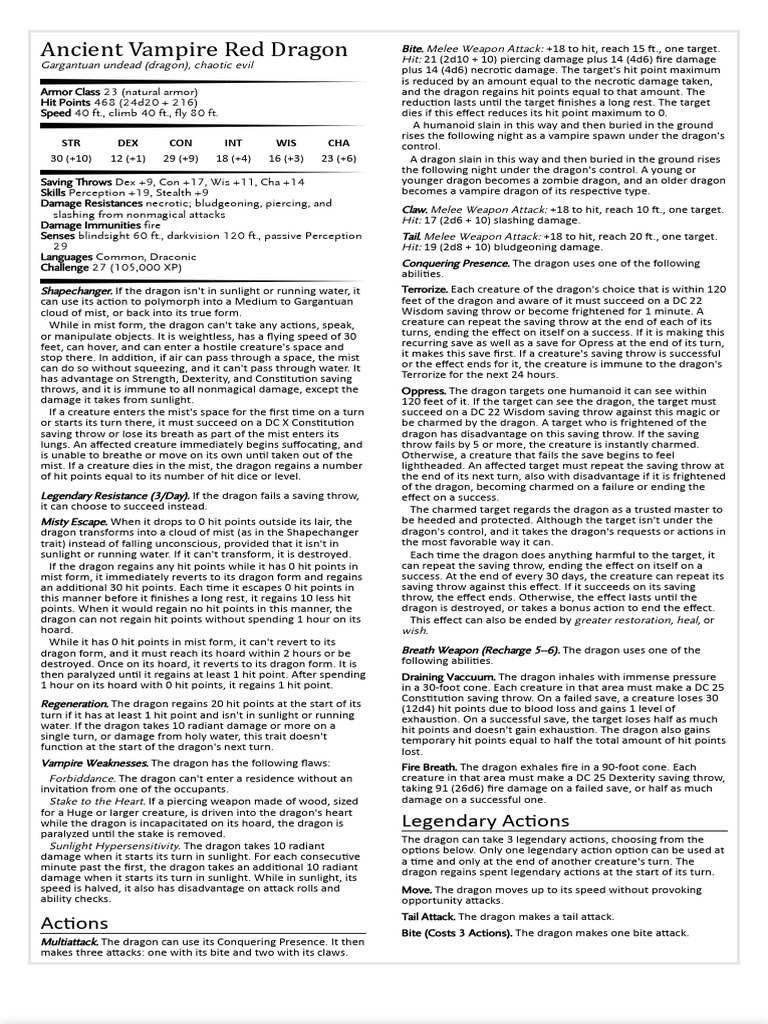 Ancient Vampire Dragon | PDF