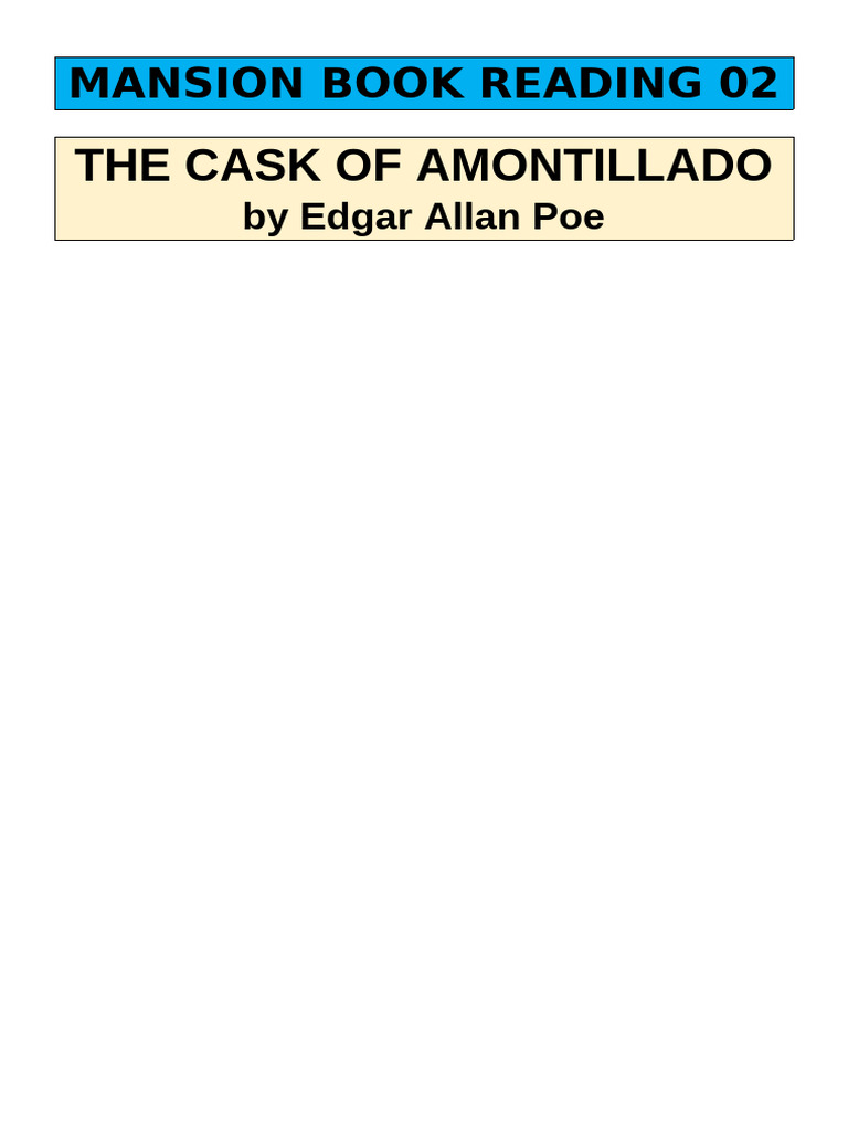The Cask of Amontillado Summary | PDF