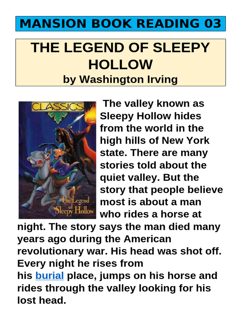 The Legend of Sleepy Hollow Summary | PDF | The Legend Of Sleepy Hollow