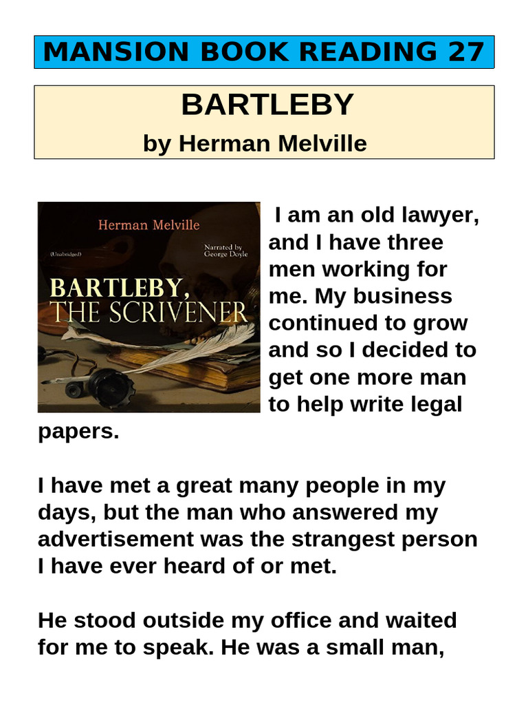 Bartleby: A Lawyer's Strange Encounter | PDF | Bartleby, The Scrivener ...