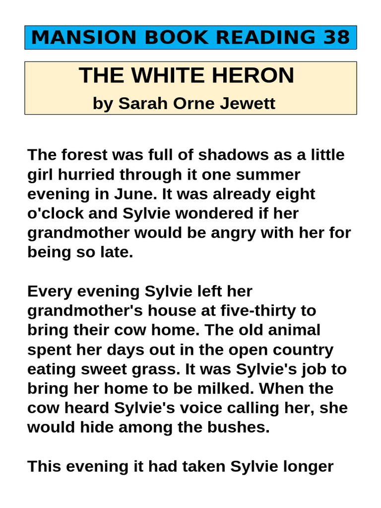 Mansion Book Reading of 38 The White Heron | PDF | Trees | Mystery, Thriller & Crime Fiction