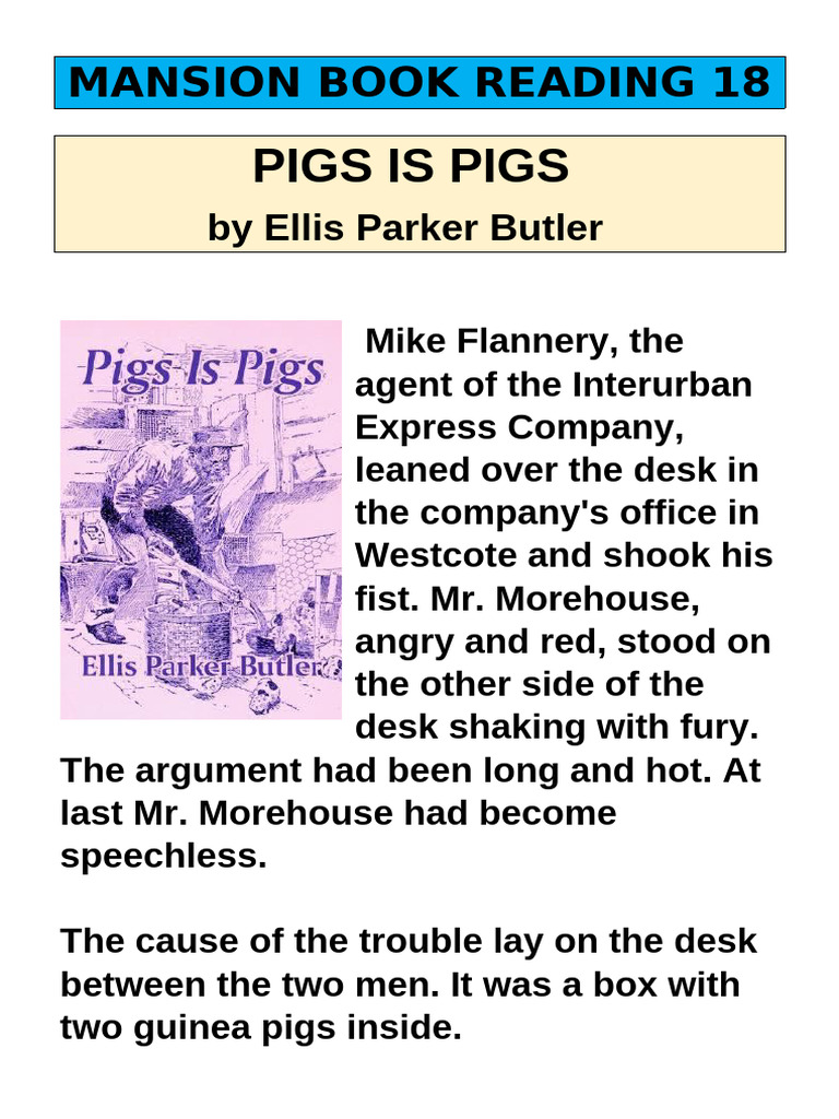Mansion Book Reading of 18 Pigs Is Pigs | PDF | Pig | Guinea Pig