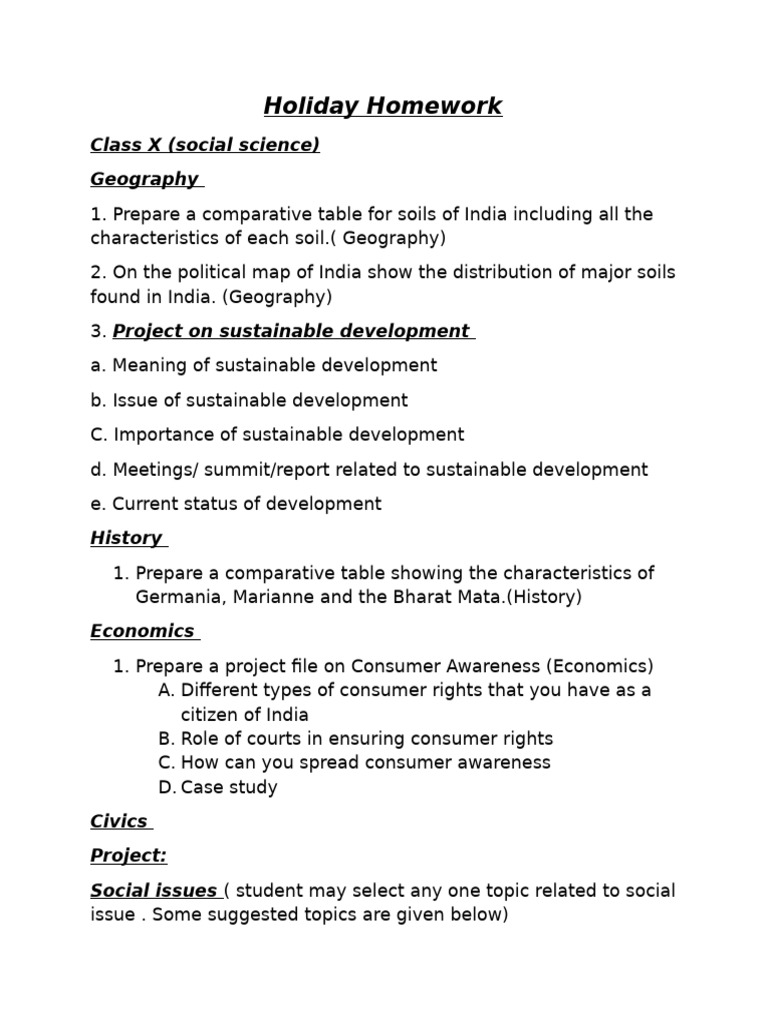 Class 10 Social Science Holiday Homework | PDF | Finance & Money Management