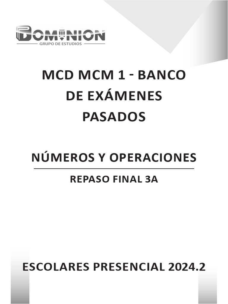 Números y Operaciones - Repaso Final 3A - MCD MCM 1 - Clase | PDF