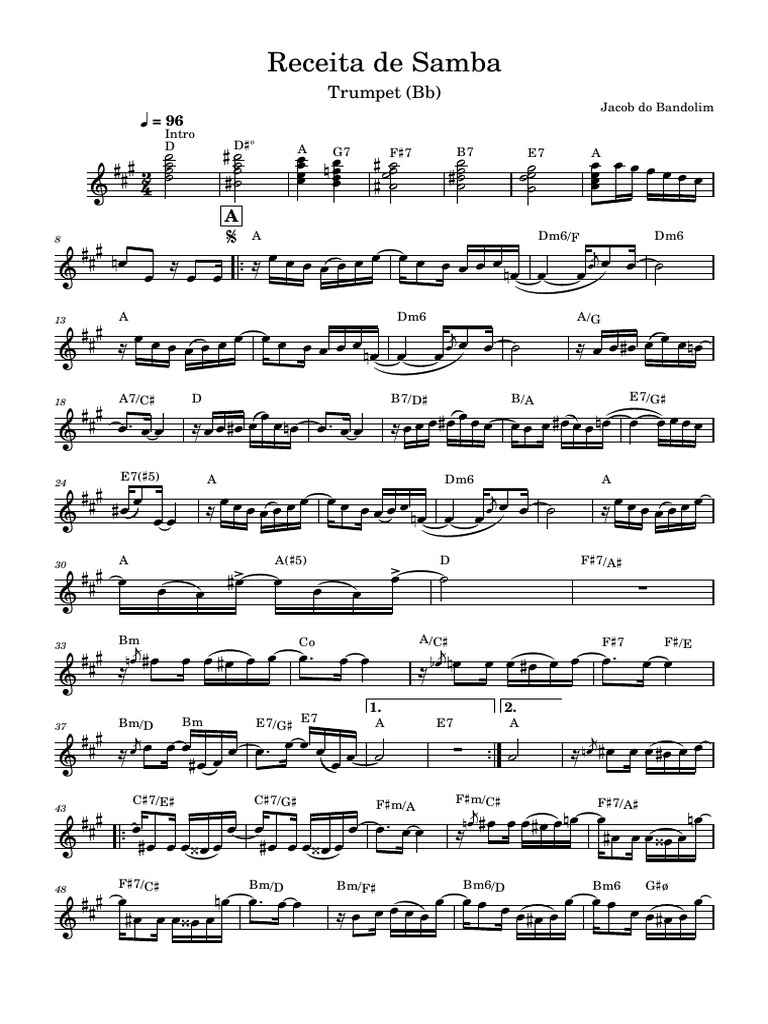 Receita de Samba Trumpet Tenor Bb | PDF
