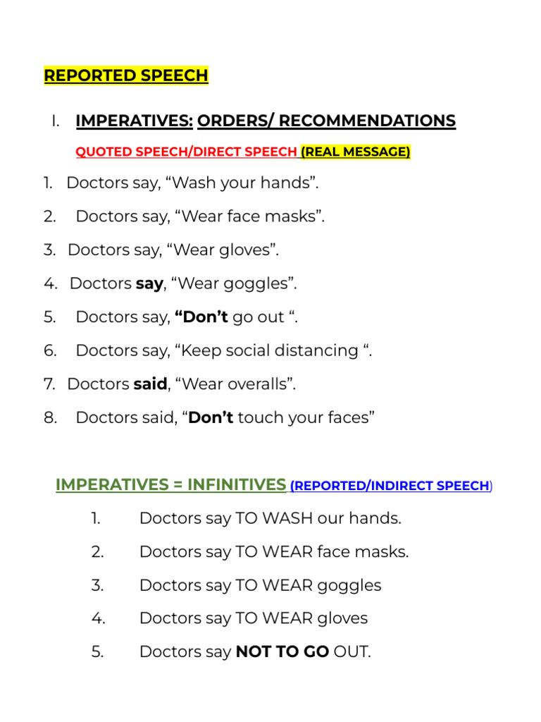 REPORTED SPEECH | PDF