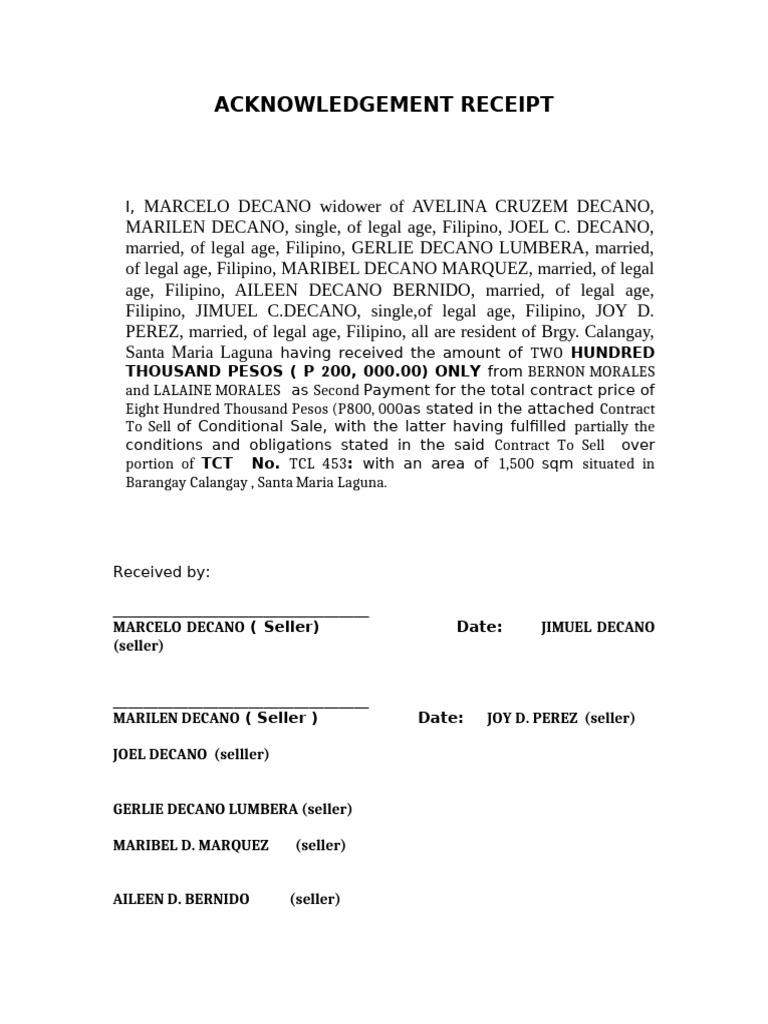 ACKNOWLEDGMENT RECEIPT CRuzem | PDF | Law