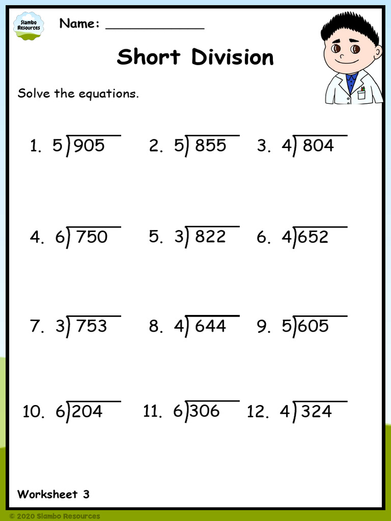 Grade 3 Division Worksheet 3 | PDF