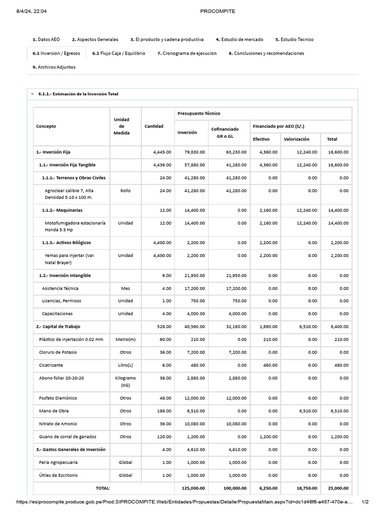 Cuadro de Inversiones | PDF