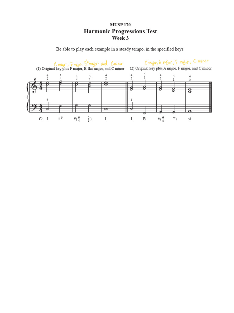 Week 3 Harmonic Progressions | PDF
