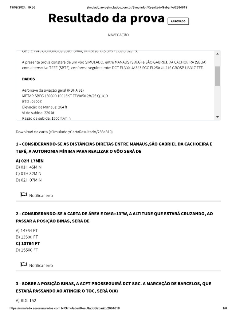 Prova Manaus-Sao Gab-Tefé | PDF