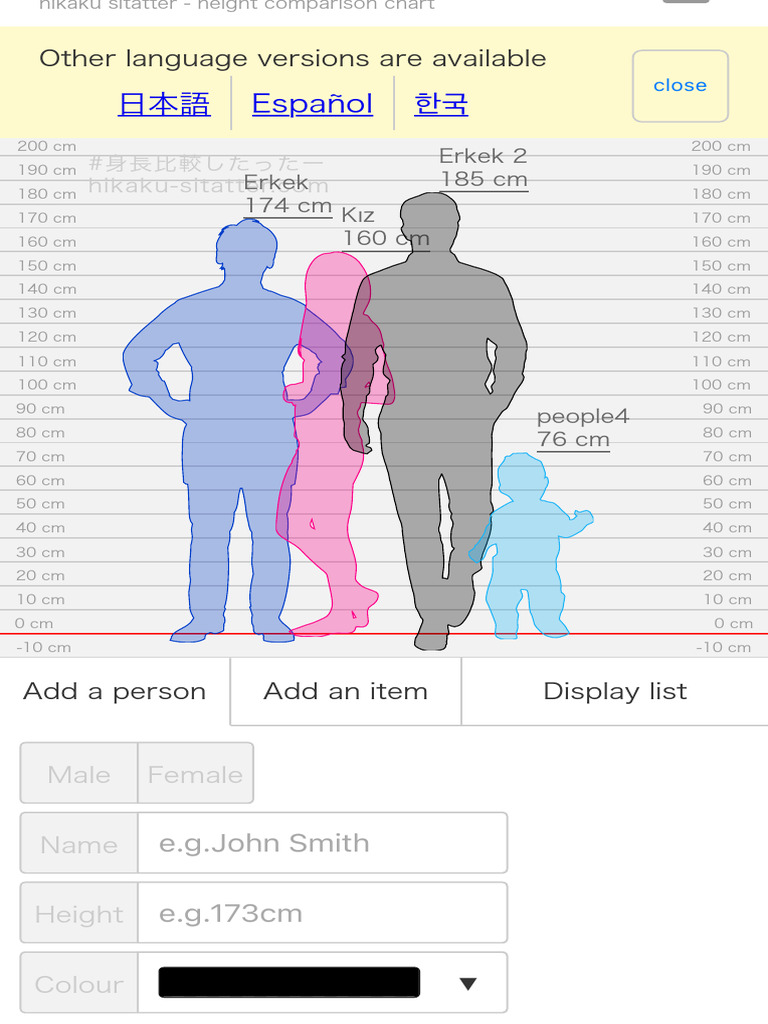 Hikaku Sitatter - Height Comparison Chart | PDF