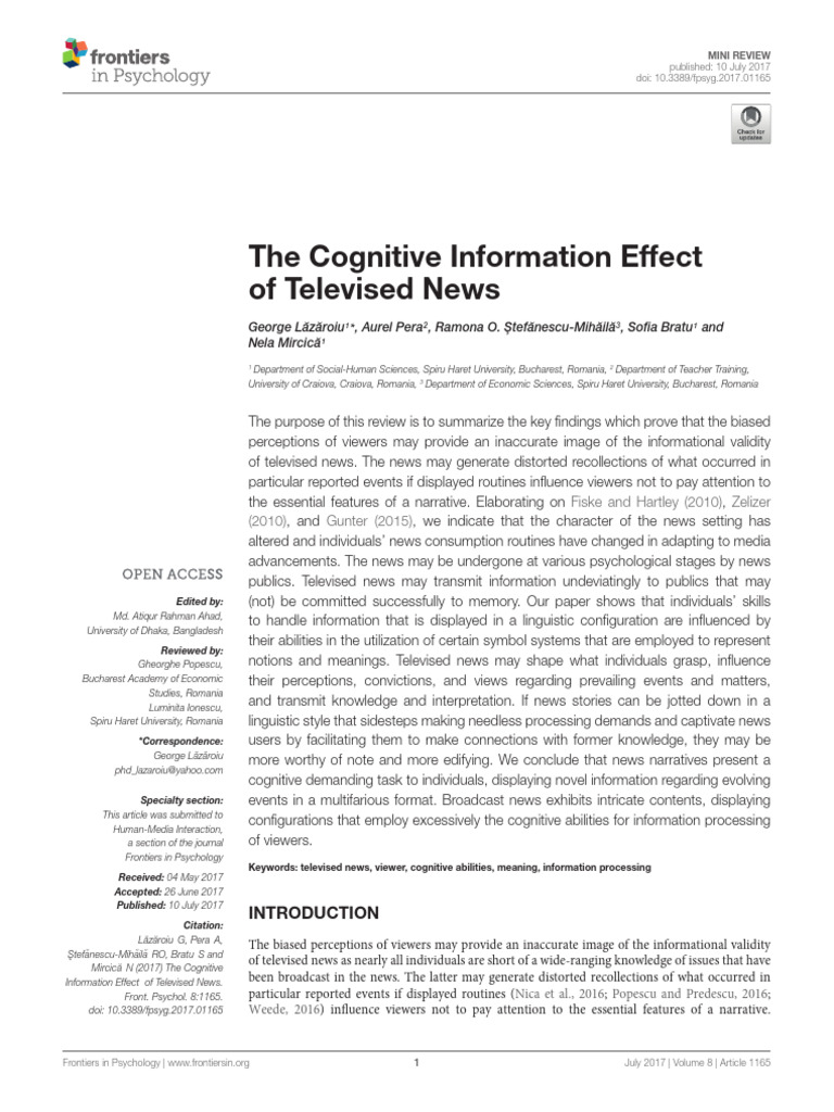 Cognitive Impact of Televised News | PDF | News | Social Science