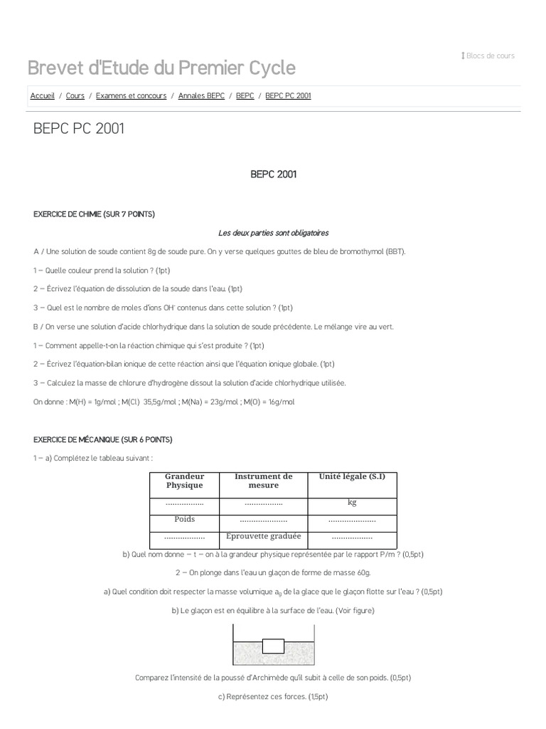 Bepc - Bepc PC 2001 | PDF