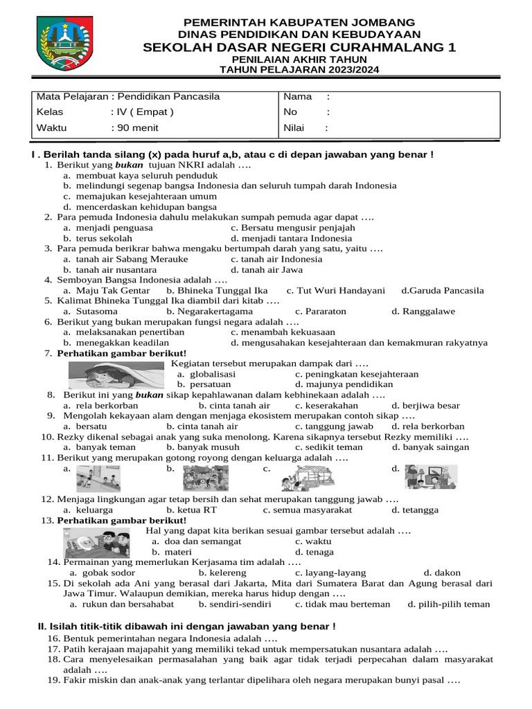 Pat Pancasila Kelas 4 | PDF