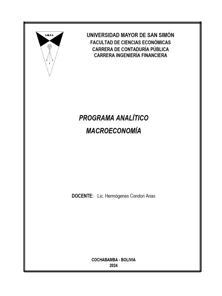 Caratula Programa Analítico Macro | PDF