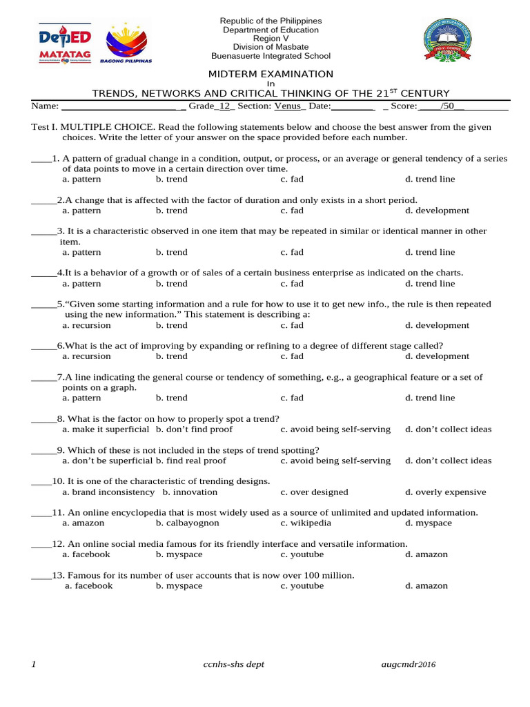Trends Midterm EXAM | PDF